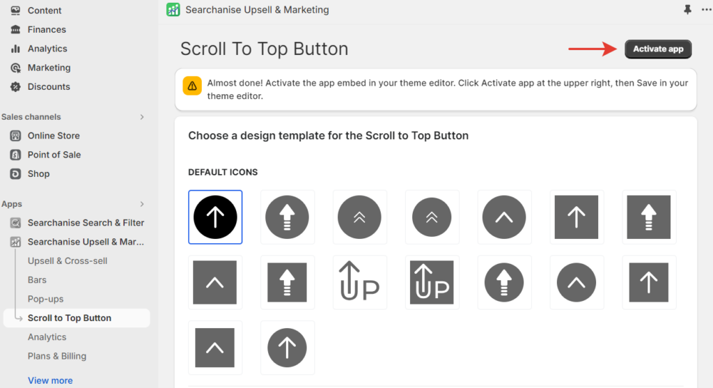 Scroll to Top Button: Set-up | Searchanise Documentation