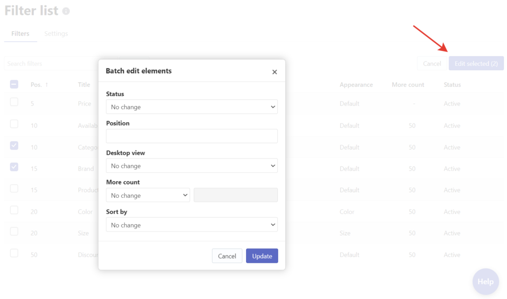 Bulk editing Filters and Filter values | Searchanise Documentation