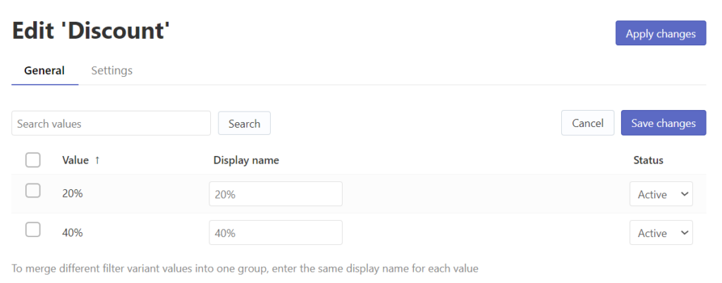 Bulk editing Filters and Filter values for Shopify | Searchanise ...