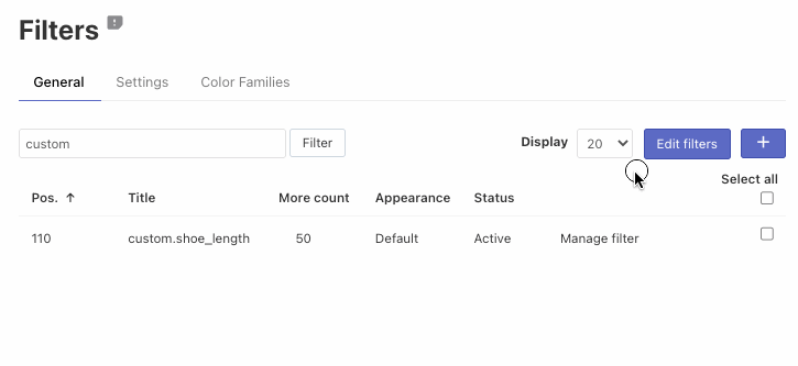 Setting up filters based on variant options, tag prefixes and ...