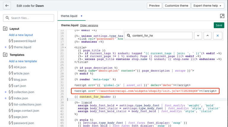 Widgets don’t appear when Shopify pages load | Searchanise